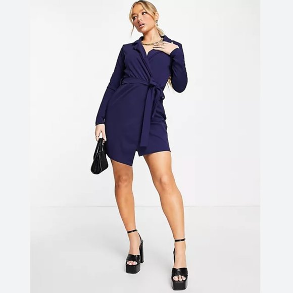 Missguided | Dresses | Nwt Missguided Basic Jersey Belted Blazer Dress ...